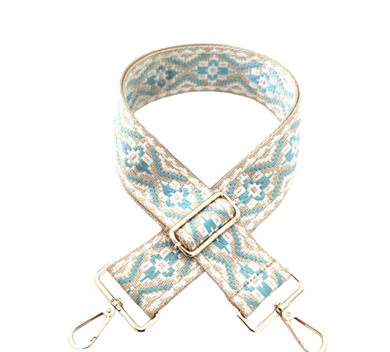 Light Blue Aztec Bag Strap - Gold Hardware – Babs+Birdie